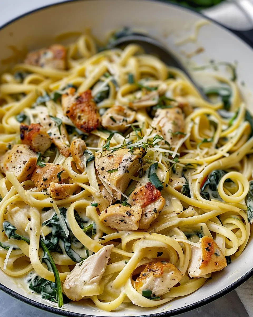 creamy chicken and spinach pasta